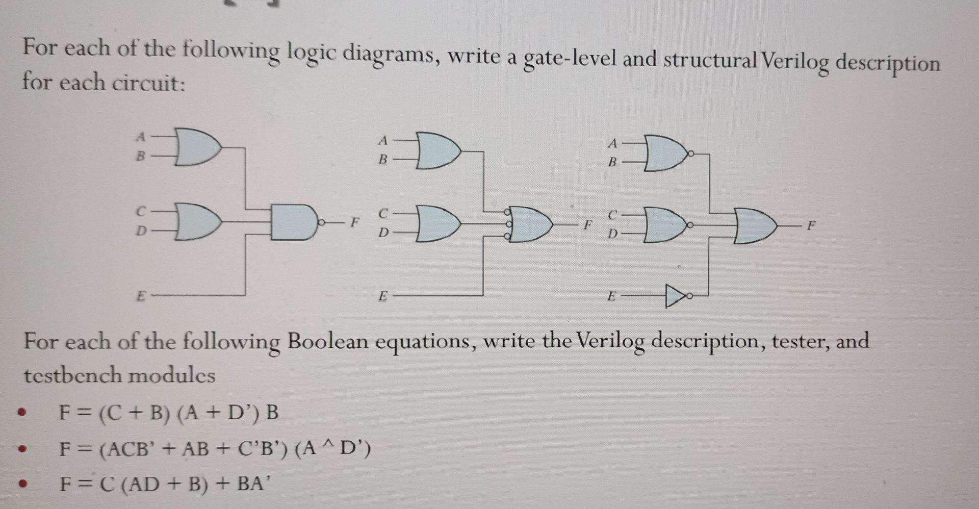 Solved For Each Of The Following Logic Diagrams Write A 