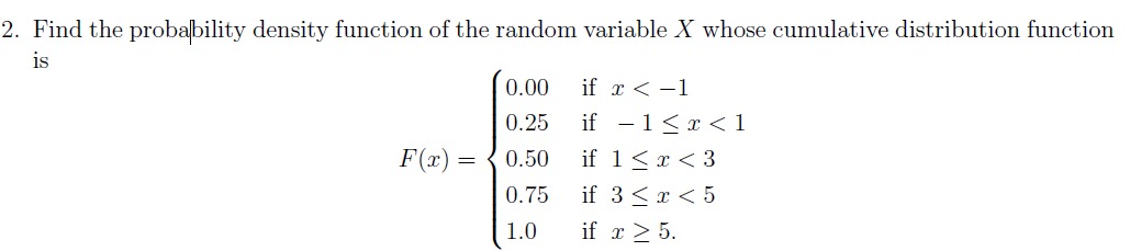 Solved Find the probability density function of the random | Chegg.com