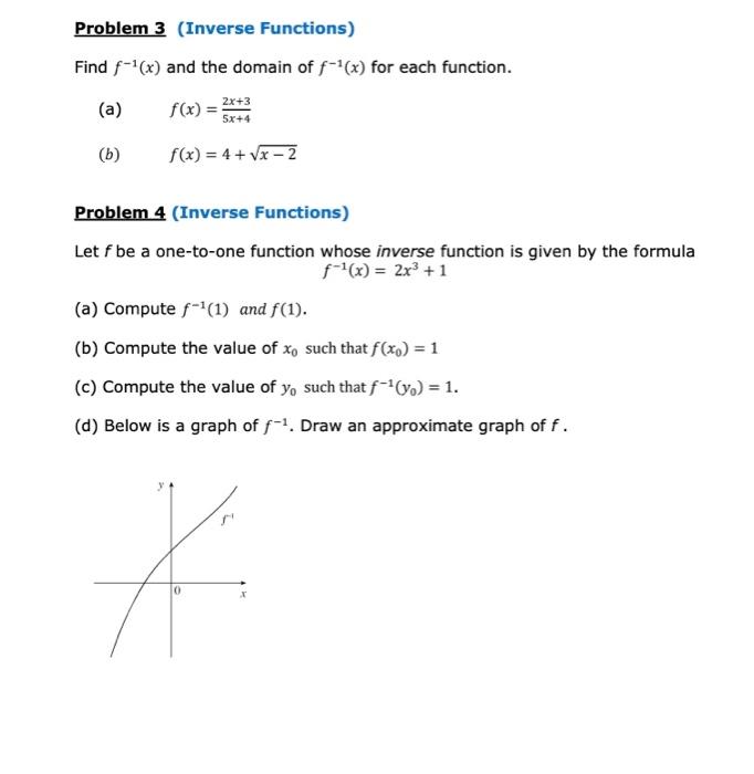 Solved Problem 1 (Inverse Functions) If f(x) = 2x - 4, g(x) | Chegg.com
