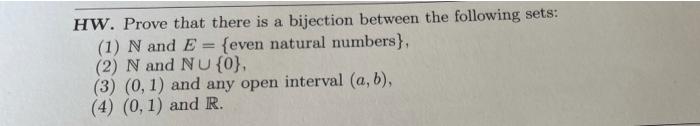 Solved HW. Prove that there is a bijection between the | Chegg.com
