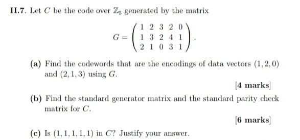 II.6. Suppose that codes C1, C,, C3, C4, C5, Co have | Chegg.com