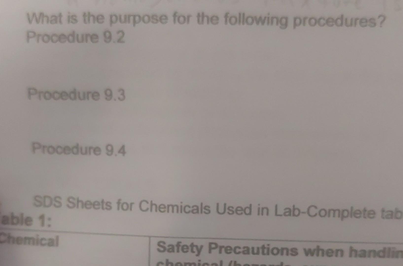Solved What is the purpose for the following procedures? | Chegg.com