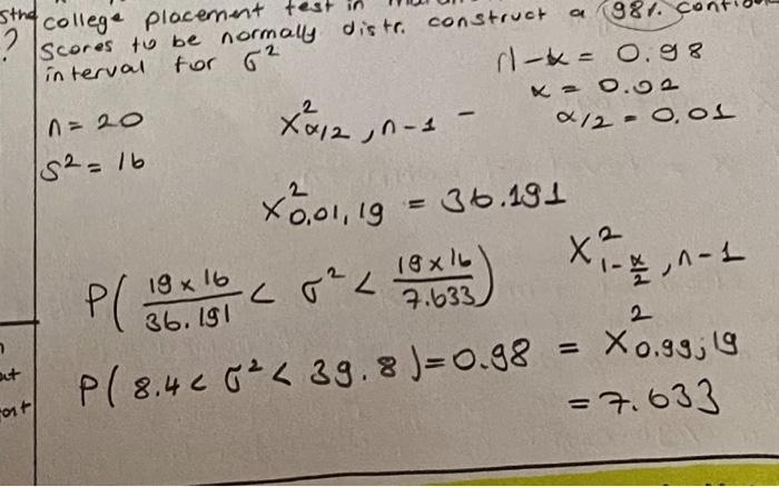 college placement tellP(xα/22)(n−1)(n−1)s2