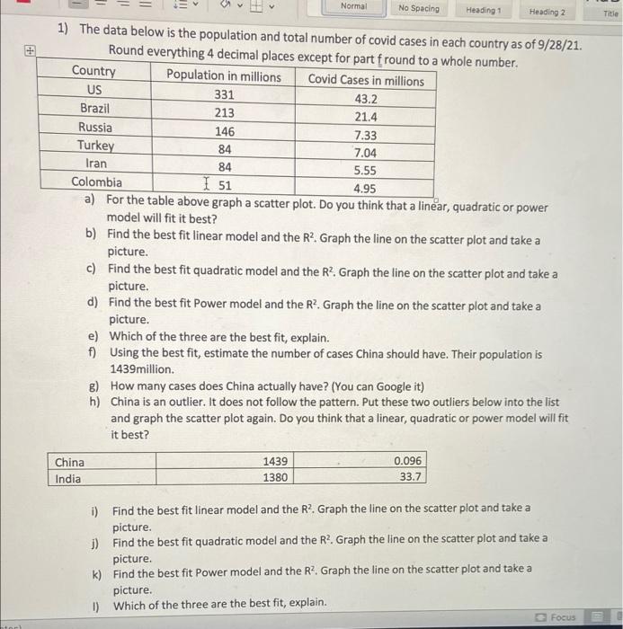 Solved Normal Heading 2 Title 1 84 No Spacing Heading 1 1) | Chegg.com