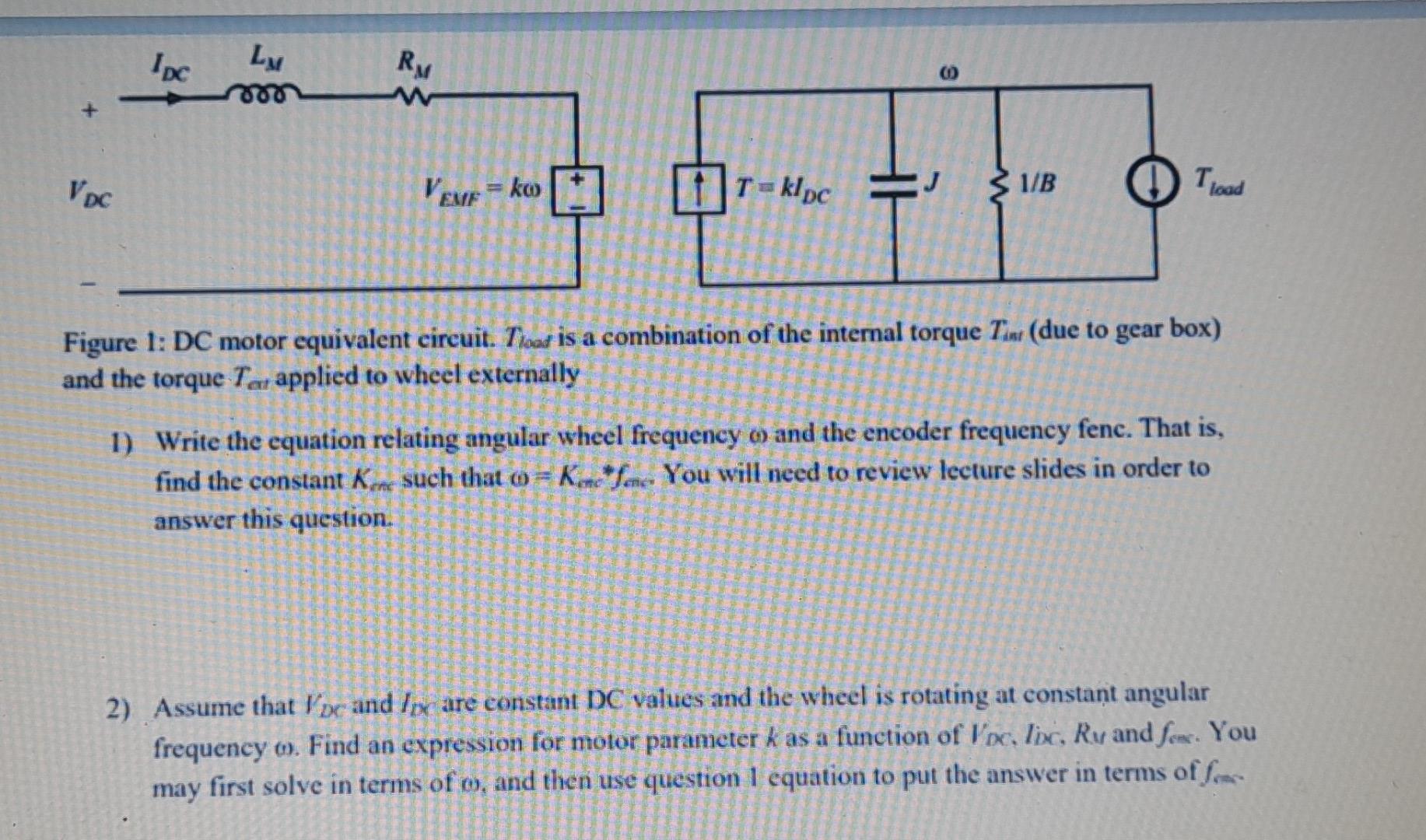Solved Robot DC Motor characteristics and speed measurement. | Chegg.com