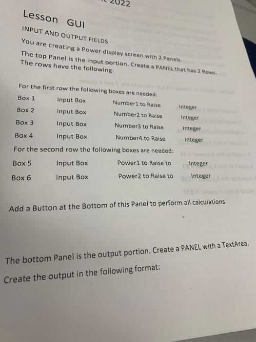 Solved Lesson GUI INPUT AND OUTPUT FIELDS You are creating a | Chegg.com
