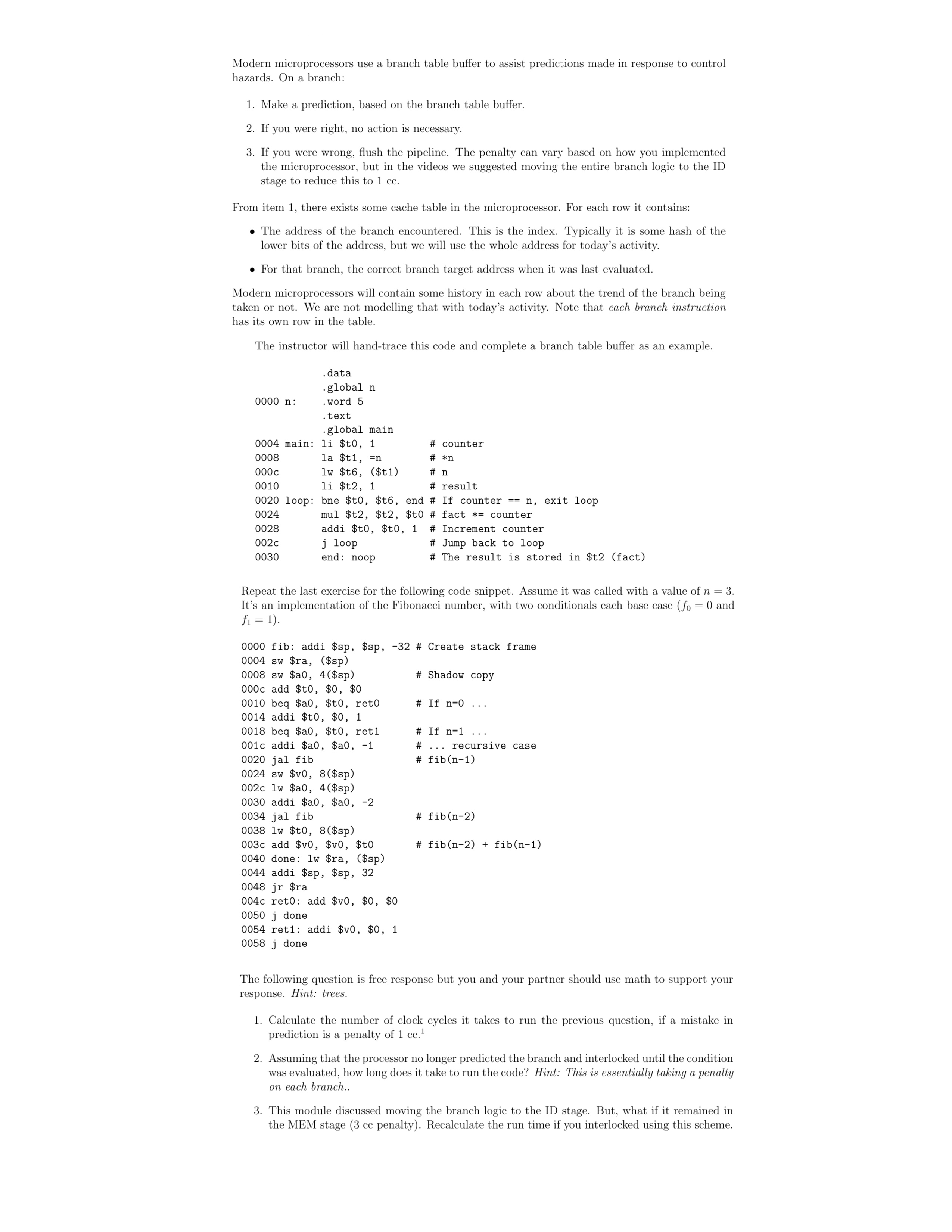 Solved Modern microprocessors use a branch table buffer to | Chegg.com