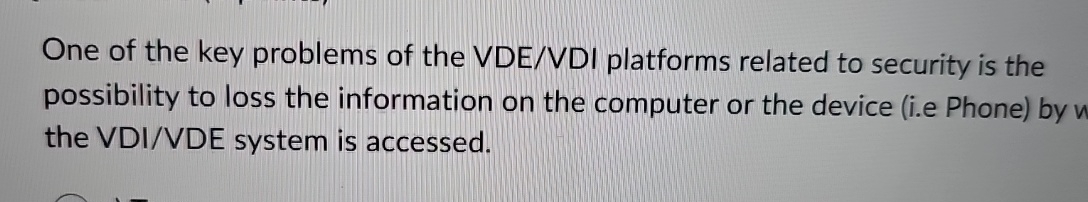 Solved One of the key problems of the VDE/VDI platforms | Chegg.com