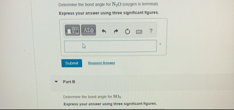 Solved Determine the bond angle for N2O (oxygen is | Chegg.com