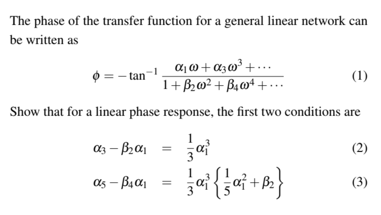 Solved The phase of the transfer function for a general | Chegg.com