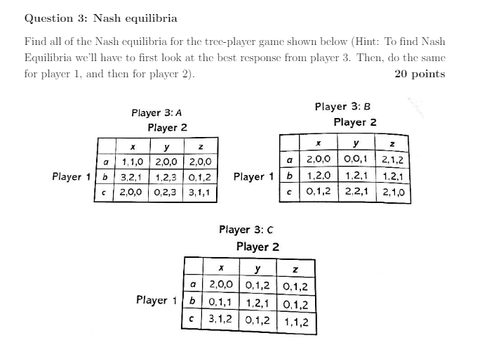 Solved Question 3: Nash equilibriaFind all of the Nash | Chegg.com
