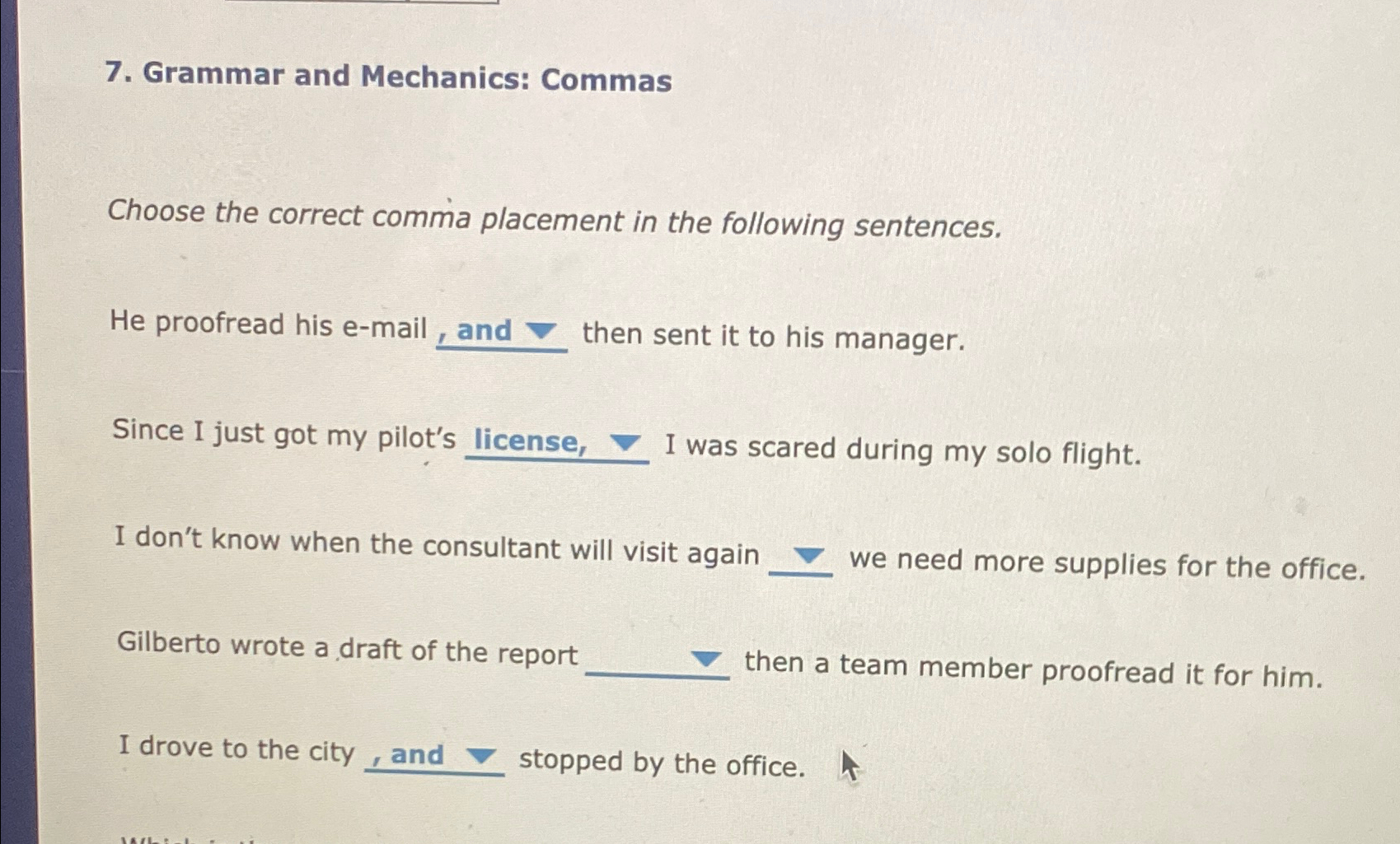 Solved Grammar and Mechanics: CommasChoose the correct comma | Chegg.com