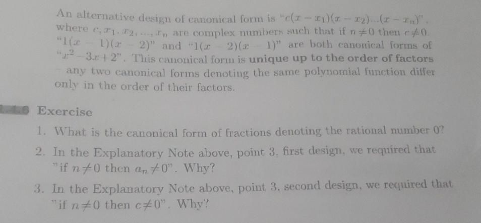 An alternative design of canonical form is | Chegg.com