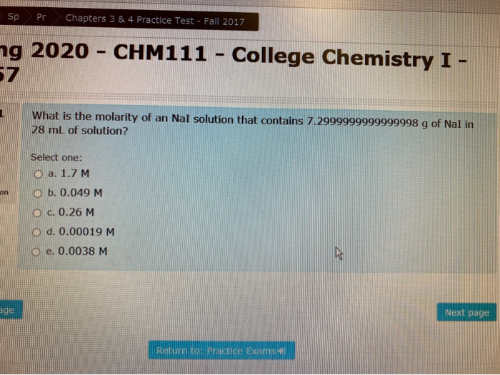 Solved what is the molarity of an NaI solution that contains | Chegg.com
