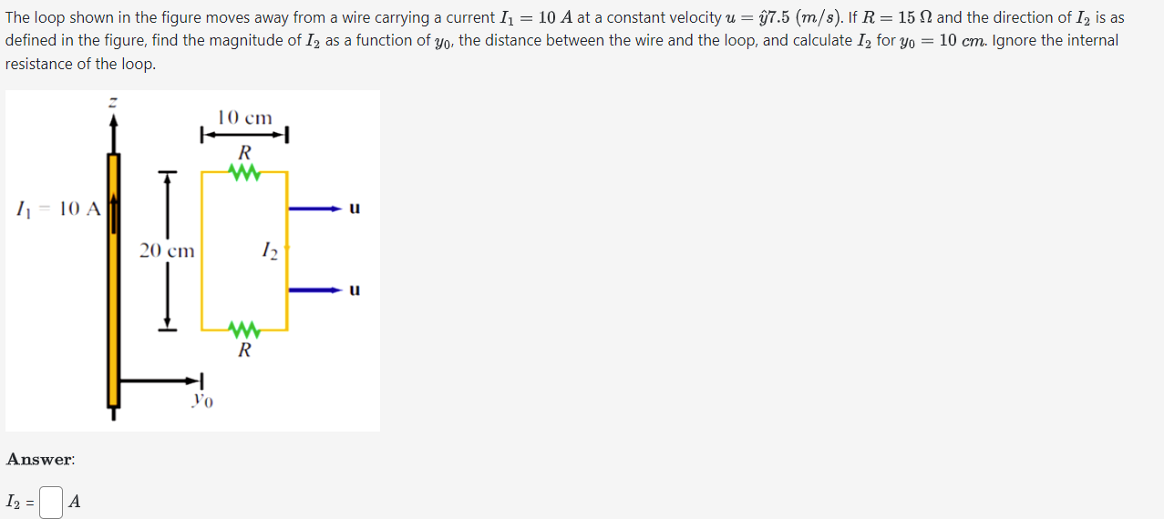 Solved The loop shown in the figure moves away from a wire | Chegg.com