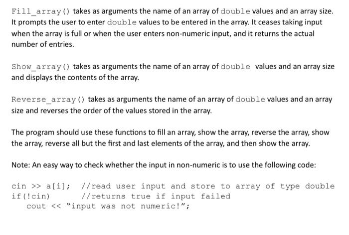 Solved Fill_array () takes as arguments the name of an array | Chegg.com