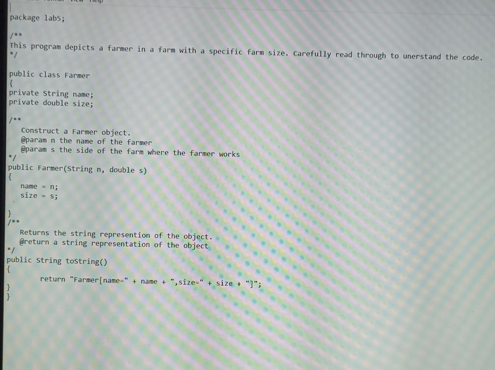 Solved Farmer Java Code File This Class Contains Name Of 6883