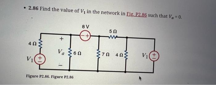 Solved 2.86 Find the value of V1 in the network in Fig, | Chegg.com