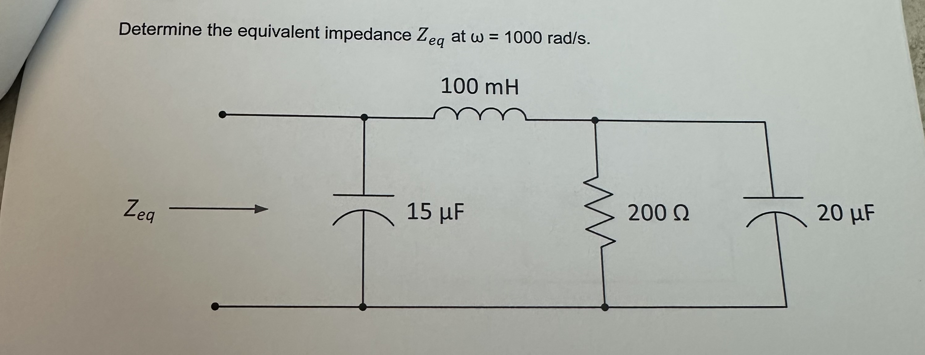 Solved Determine the equivalent impedance Zeq ﻿at | Chegg.com
