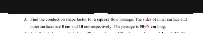Solved 3. Find the conduction shape factor for a square flow | Chegg.com