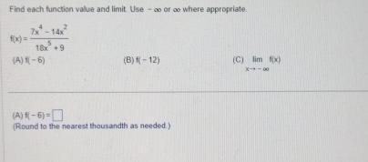 Solved Find each function value and limit Use -∞ ﻿of ∞ | Chegg.com