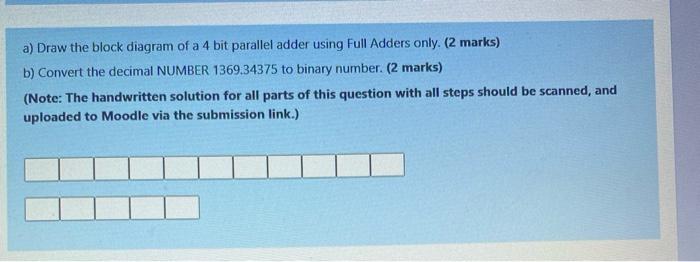 Solved a) Draw the block diagram of a 4 bit parallel adder | Chegg.com