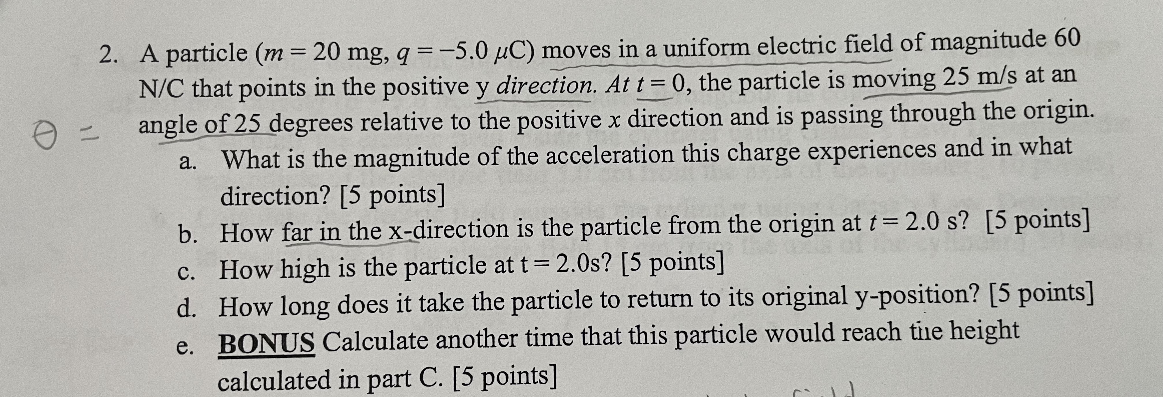 Solved A particle (m=20mg,q=-5.0μC) ﻿moves in a uniform | Chegg.com