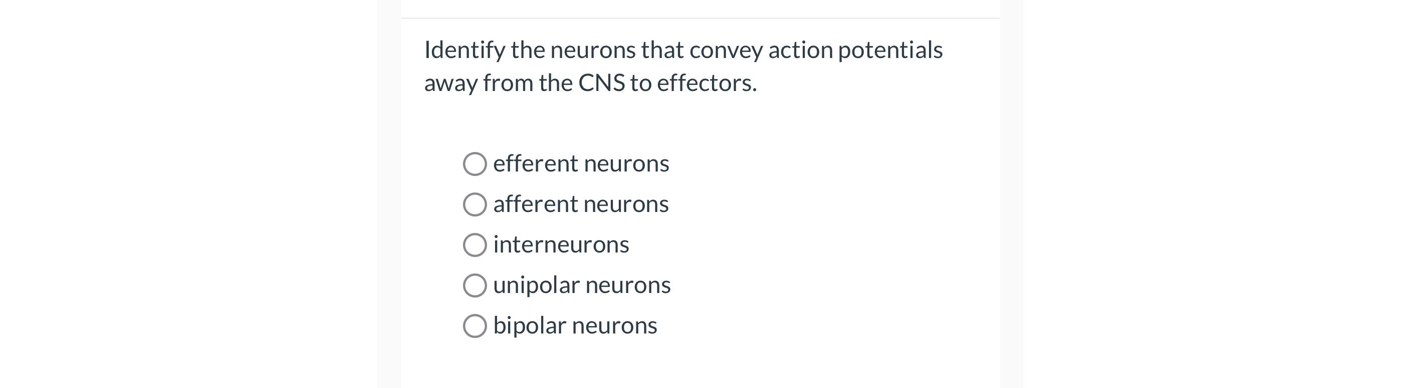 Solved Identify the neurons that convey action potentials | Chegg.com