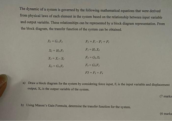 Solved The dynamic of a system is governed by the following | Chegg.com