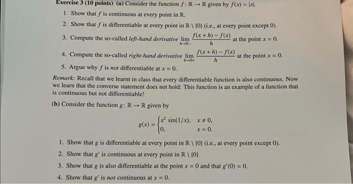 Solved Exercise 3 (10 points) (a) Consider the function | Chegg.com
