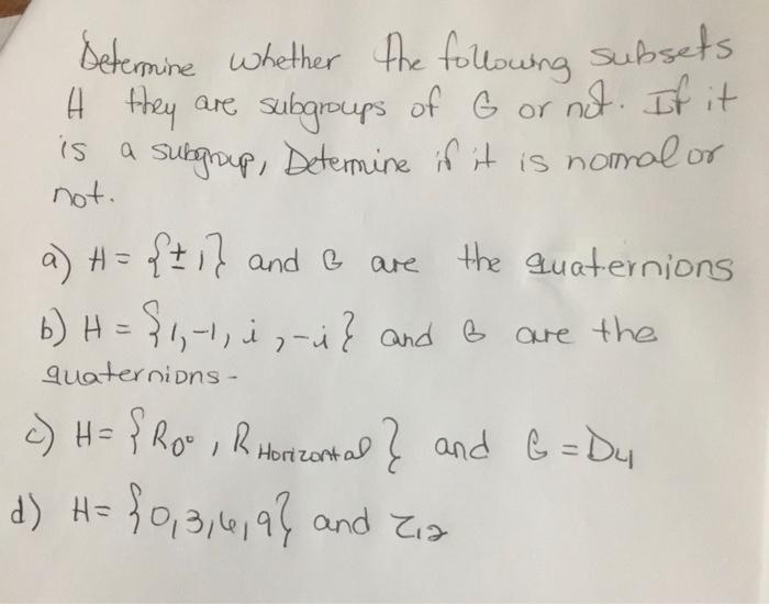 Solved Determine whether the following subsets A they are | Chegg.com