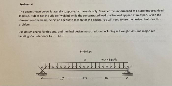 Solved Problem 4 The beam shown below is laterally supported | Chegg.com