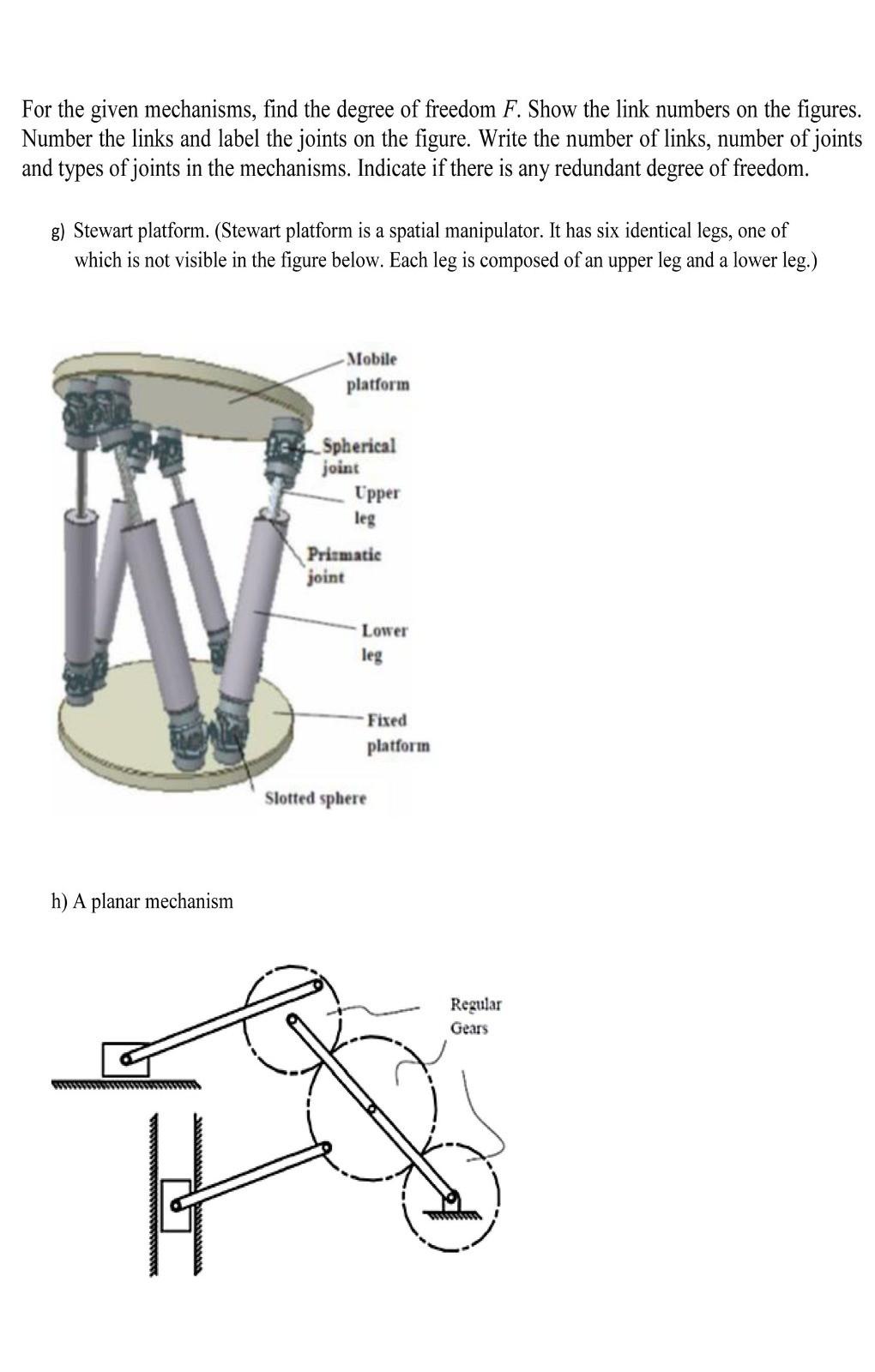 Solved For the given mechanisms, find the degree of freedom | Chegg.com