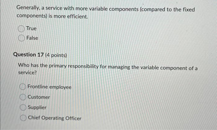 Solved Generally, a service with more variable components | Chegg.com