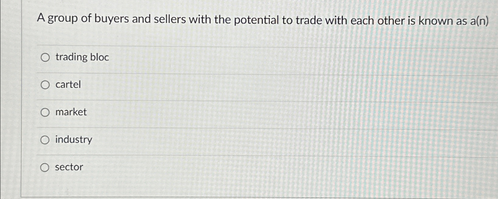 Solved A group of buyers and sellers with the potential to | Chegg.com