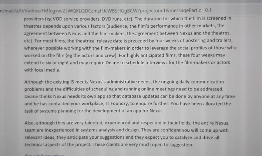 Case study: Nexus Distribution From the systems | Chegg.com