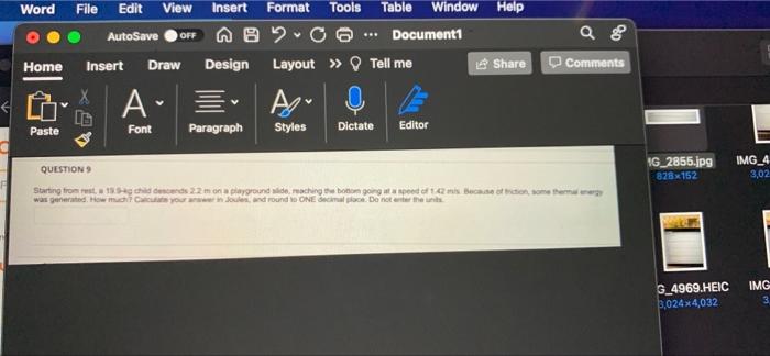 Solved Word File Edit View AutoSave OFF Insert Format Tools | Chegg.com