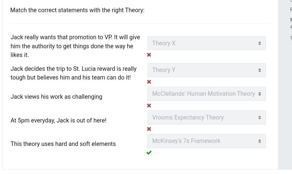 Solved Match the correct statements with the right Theory: | Chegg.com
