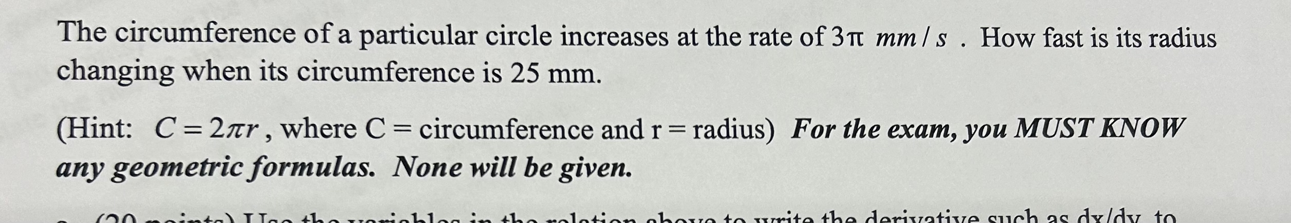 Solved The circumference of a particular circle increases at | Chegg.com