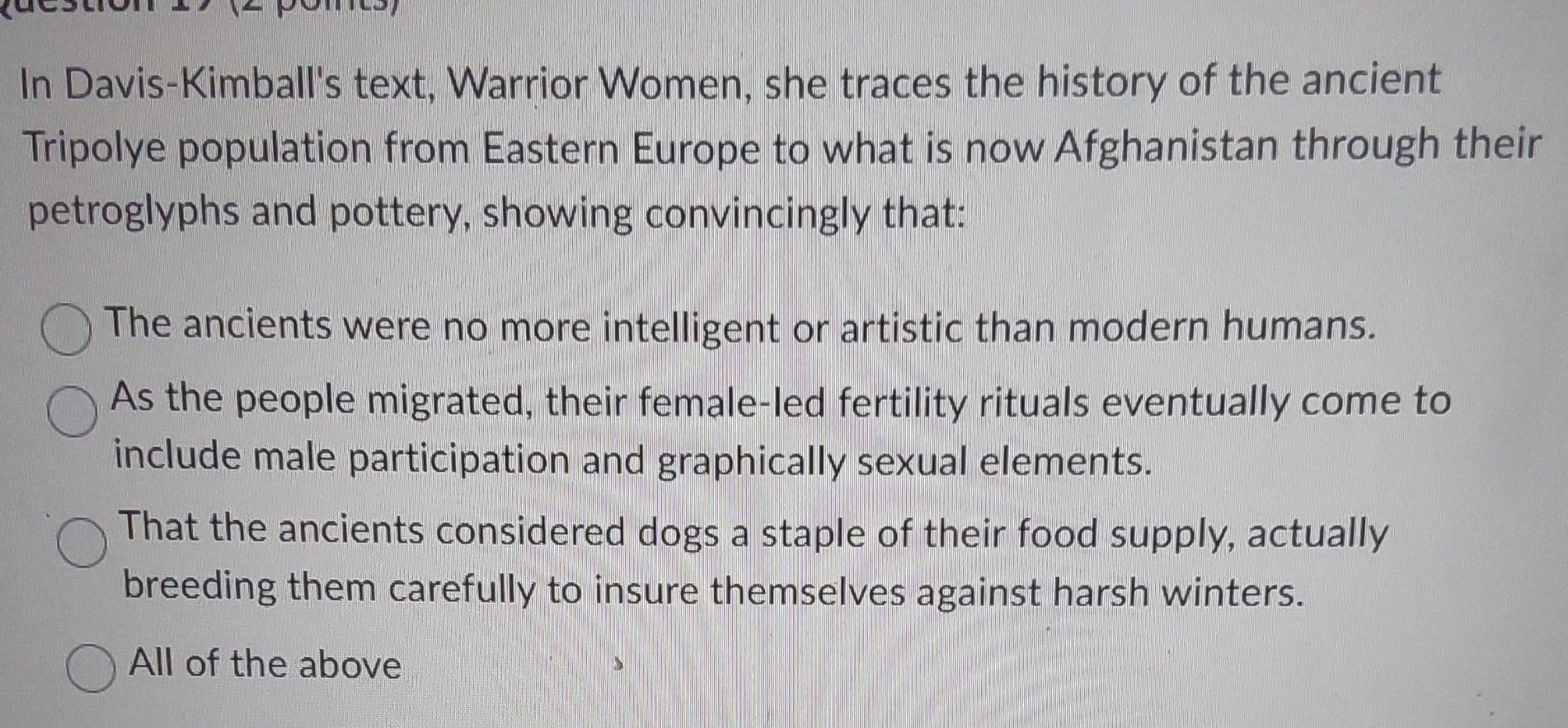 Solved In Davis-Kimball's text, Warrior Women, she traces | Chegg.com