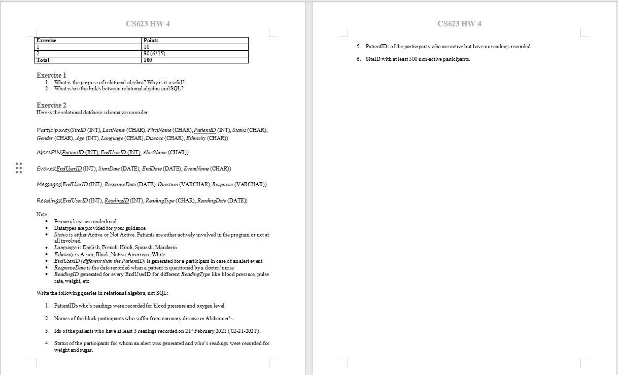 Solved ExercisePoints110290 (6*15)Total100 Exercise 11. | Chegg.com