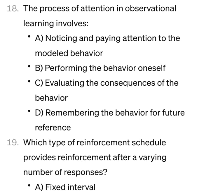 Solved The process of attention in observational learning | Chegg.com