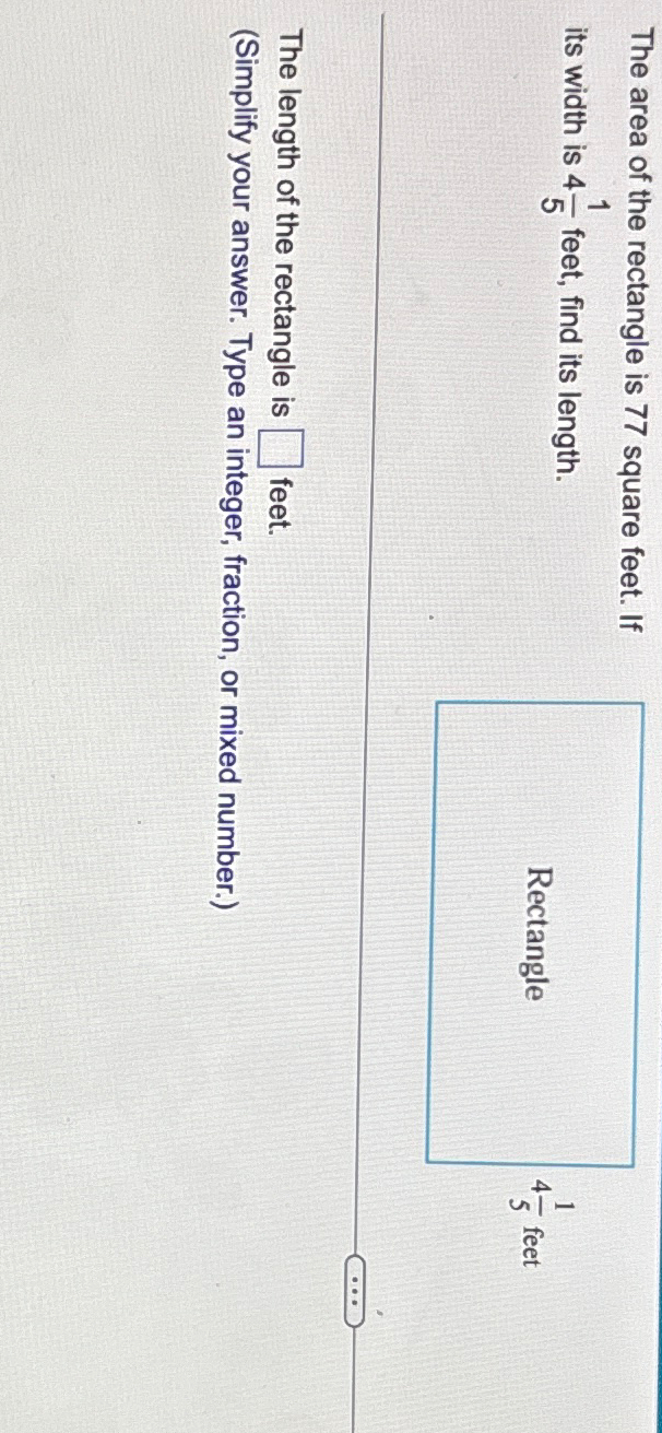 The area of the rectangle is 77 ﻿square feet. If its | Chegg.com