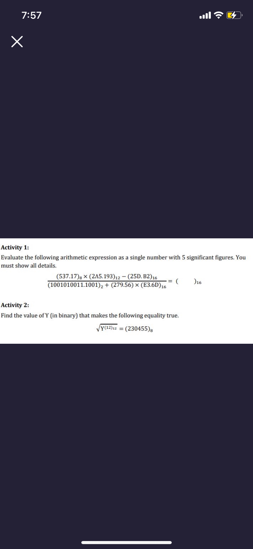 Solved 7:57.Activity 1:Evaluate the following arithmetic | Chegg.com