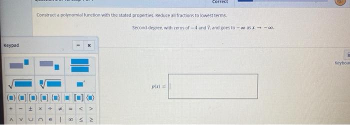 Solved Correct Construct a polynomial function with the | Chegg.com