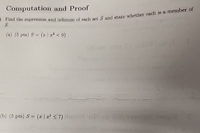 Solved Computation and ProofFind the supremum and infimum of | Chegg.com