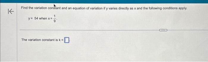 Solved Find the variation constant and an equation of | Chegg.com