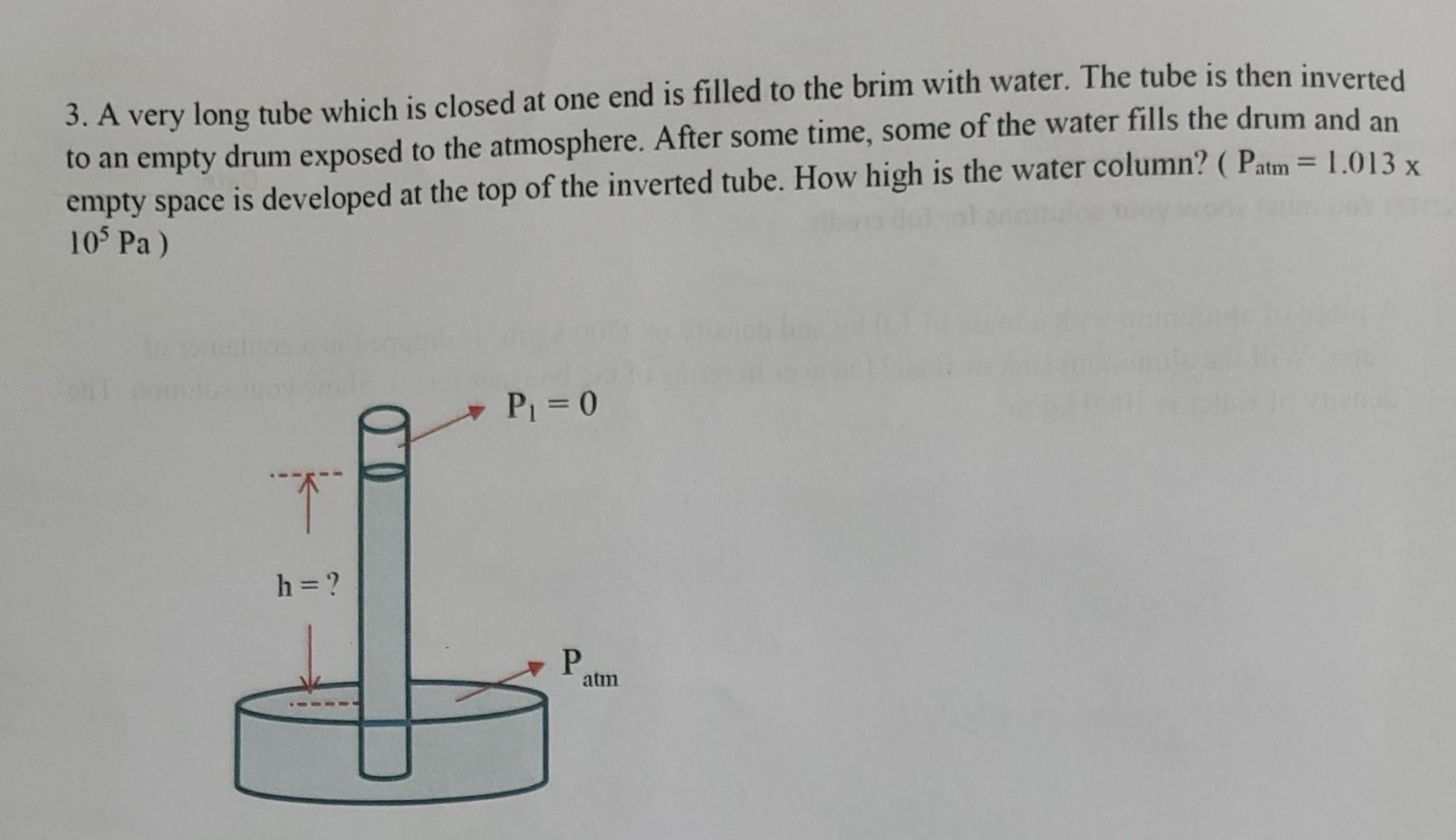 Solved 3. A very long tube which is closed at one end is | Chegg.com