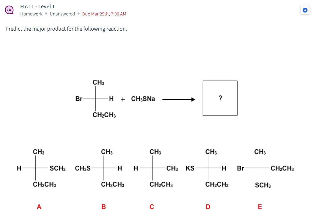 Solved :=H7. 11 - ﻿Level 1Homework * ﻿Unanswered * ﻿Due Mar | Chegg.com