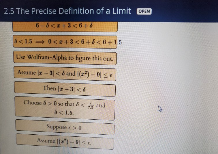 Solved 2.5 The Precise Definition of a Limit OPEN Order 7 of | Chegg.com